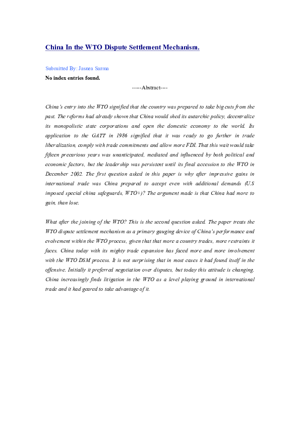 (PDF) China in the WTO DSM