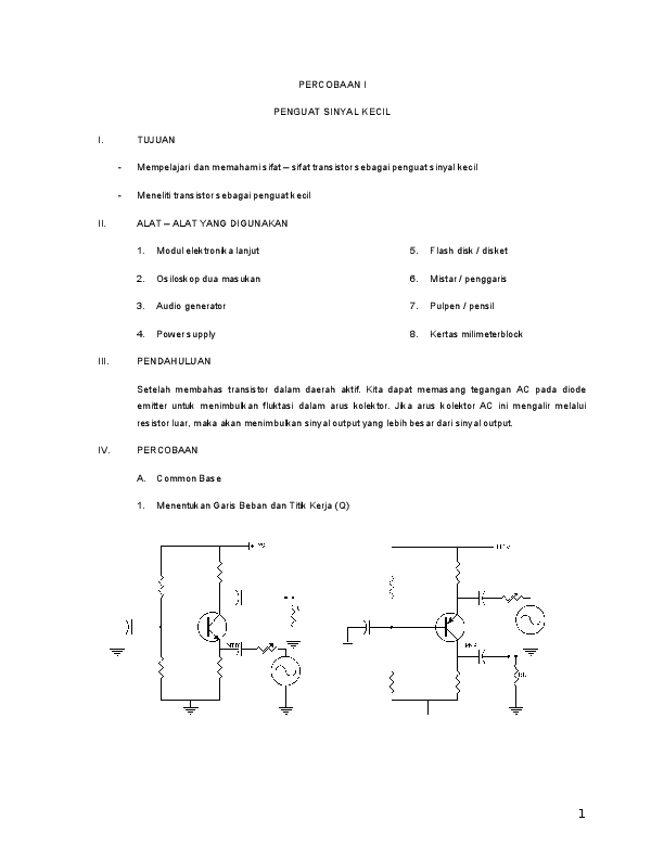 (DOC) Elektronika Lanjut (penguat Sinyal Kecil dan Penguat Daya Audio)
