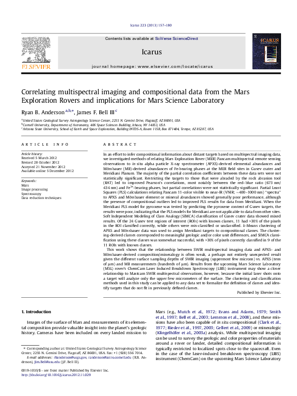 (PDF) Correlating multispectral imaging and compositional data from the ...