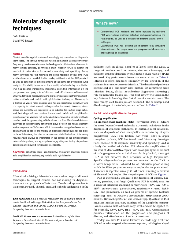 (PDF) Molecular Diagnostic Techniques