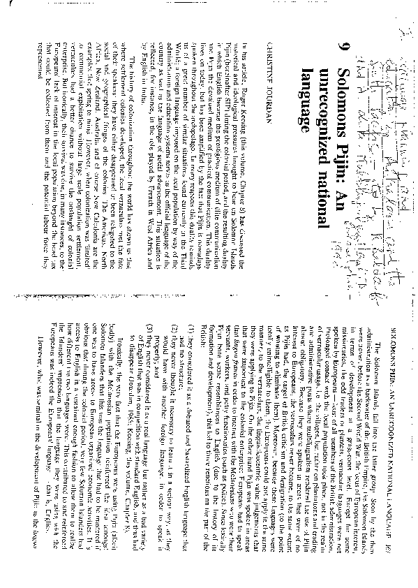 (PDF) Solomons Pijin: an unrecognized national language