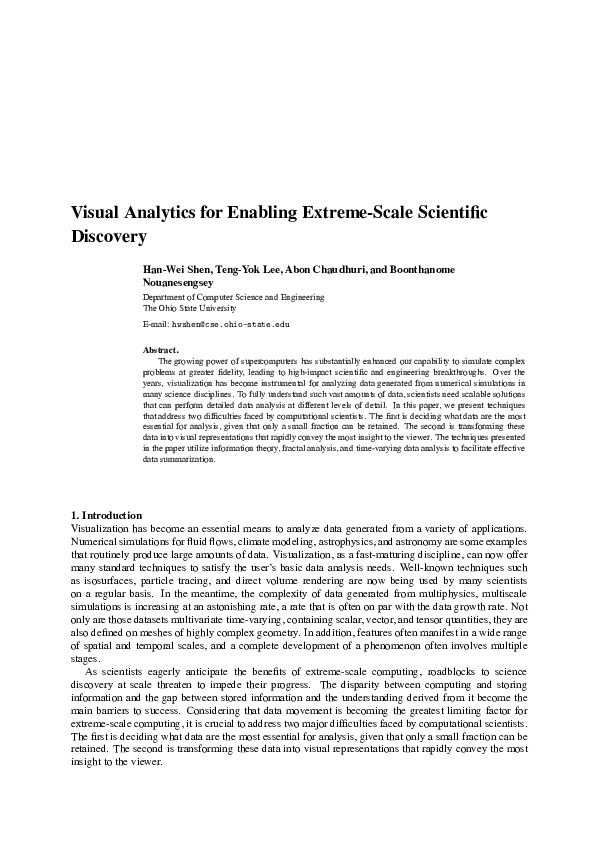 (PDF) Visual Analytics for Enabling Extreme-Scale Scientific Discovery