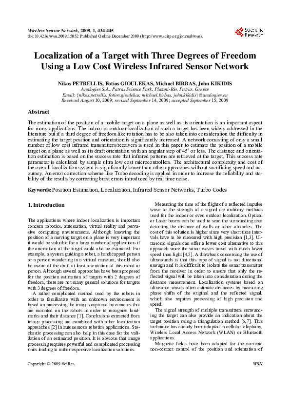 (PDF) Localization of a Target with Three Degrees of Freedom Using a ...