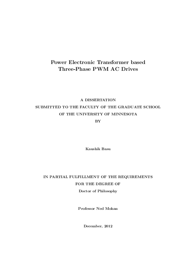 (PDF) Power Electronic Transformer based Three-Phase PWM AC Drives