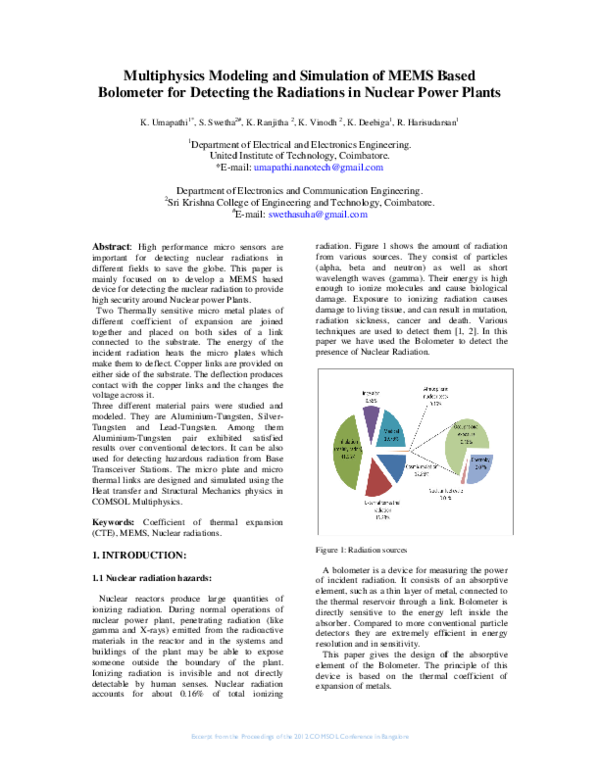 (PDF) Multiphysics and Simulation of MEMS based Bolometer for Detecting the Radiations in ...
