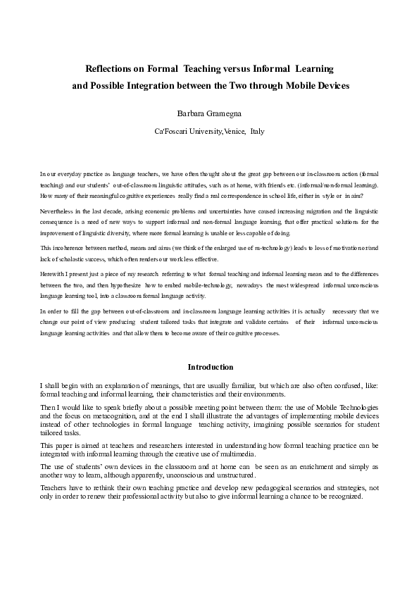 (DOC) Formal versus Informal Learning
