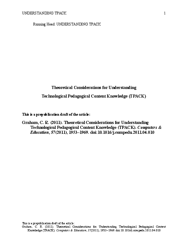 (PDF) Theoretical Considerations For Understanding Technological ...