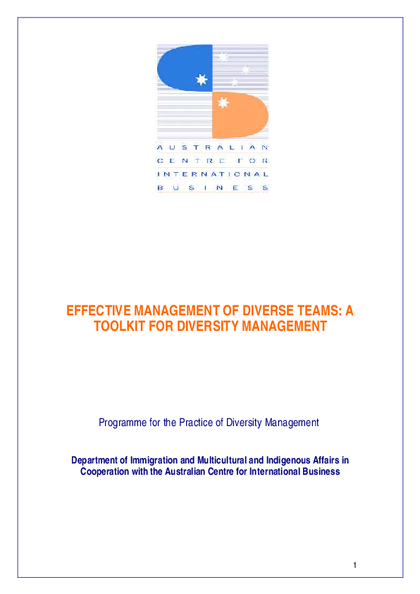 (PDF) Effective Management of Diverse Teams: A Toolkit for Diversity ...
