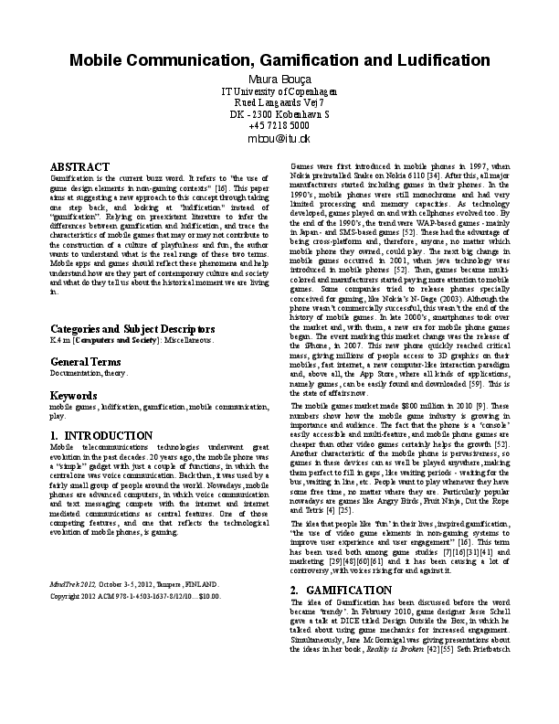 (PDF) Mobile communication, gamification and ludification | Maura Bouqa ...