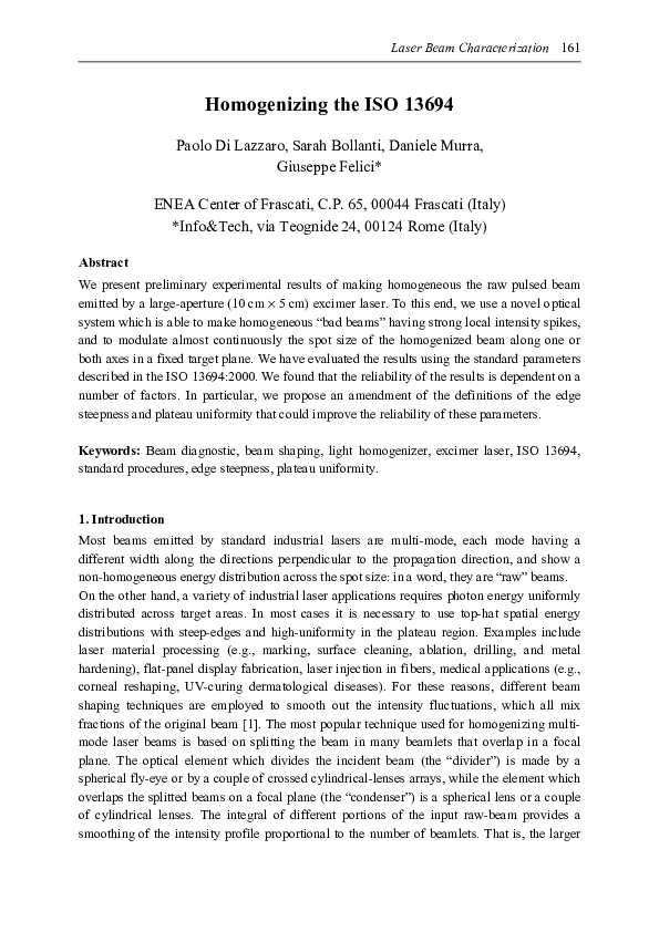 (PDF) Homogenizing the ISO 13694 (PDF) Homogenizing the ISO 13694