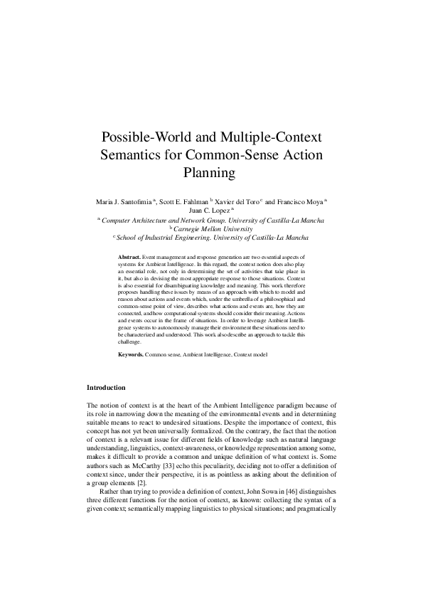 (PDF) Possible-World and Multiple-Context Semantics for Common-Sense Action Planning