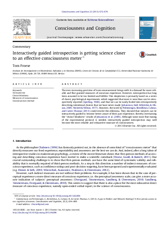 (PDF) Interactively guided introspection is getting science closer to ...