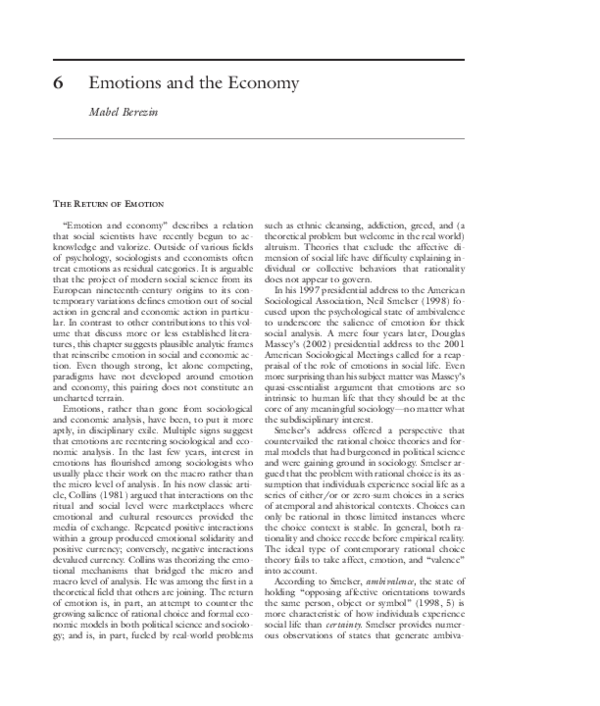 (PDF) Emotions and the Economy