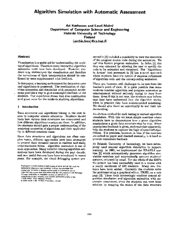 Pdf Algorithm Simulation With Automatic Assessment