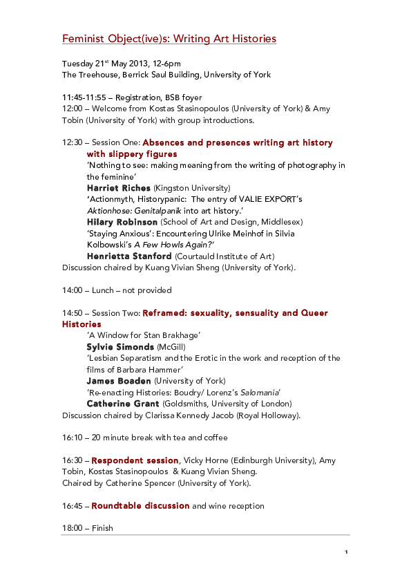 (PDF) Feminist Object(ive)s: Writing Art History