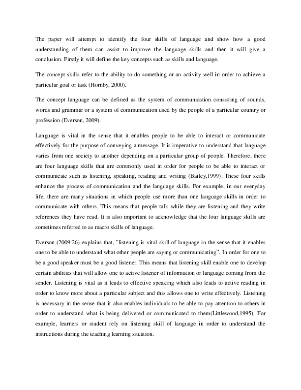 (DOC) Language Skills and Communication