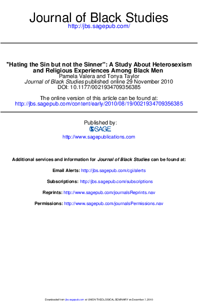 (PDF) "Hating the sin but not the sinner": A study about heterosexism ...