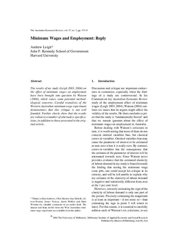 (PDF) The impact of minimum wages on the youth labour market: an ...