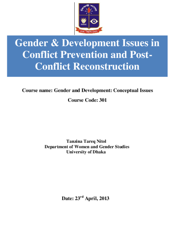 (PDF) Gender & Development Issues in Conflict Prevention and Post ...