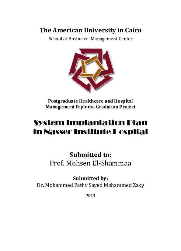 (PDF) System Implantation Plan in Nasser Institute Hospital