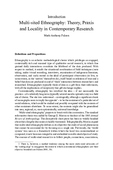 (PDF) Multi-sited Ethnography: Theory, Praxis and Locality in Contemporary Social Research