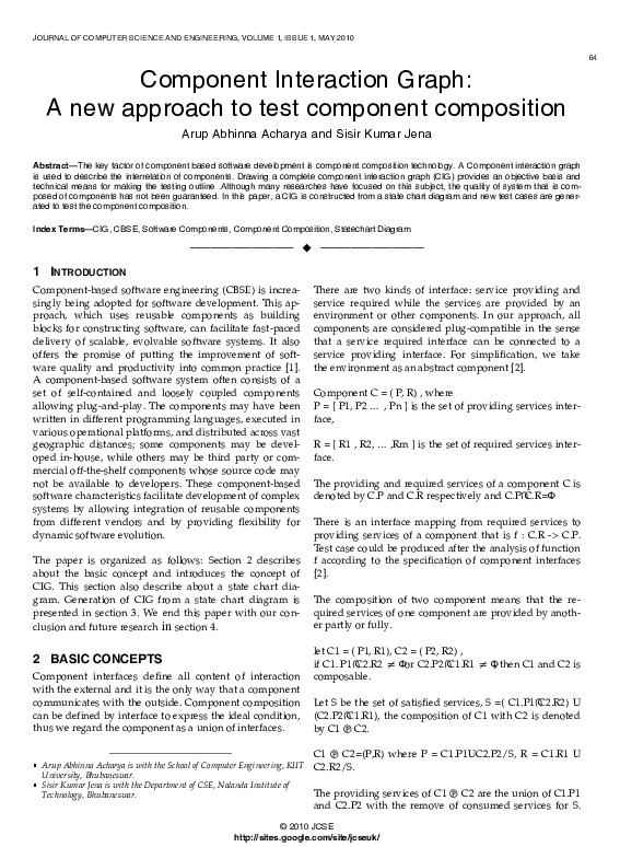 (PDF) Component Interaction Graph: A new approach to test component ...