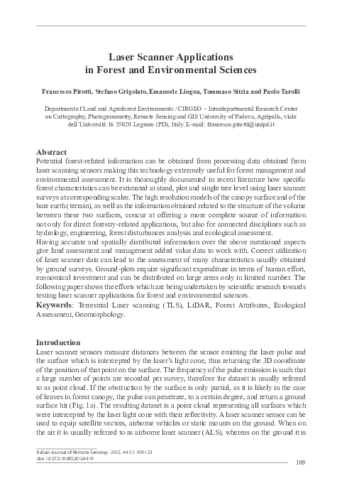 (PDF) Laser Scanner Applications in Forest and Environmental Sciences