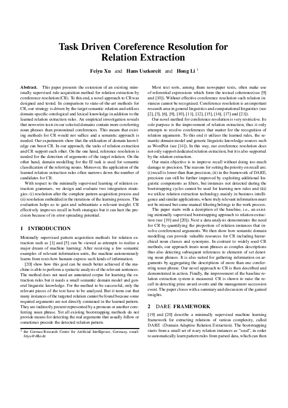 (PDF) Task Driven Coreference Resolution for Relation Extraction