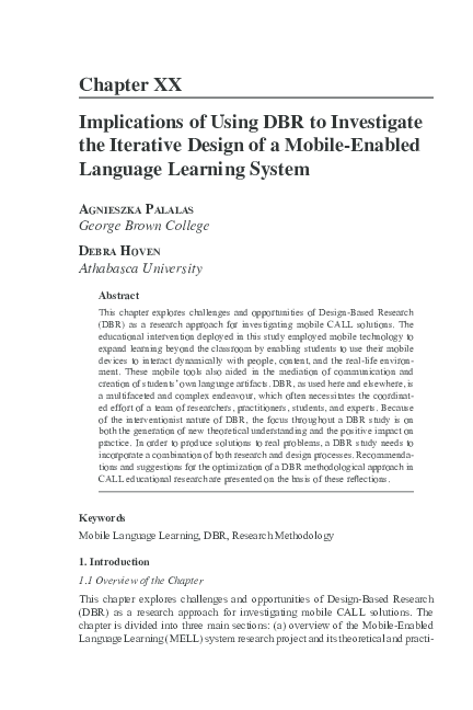 (PDF) Palalas, A., & Hoven, D. (2013). Implications of Using DBR to Investigate the Iterative ...