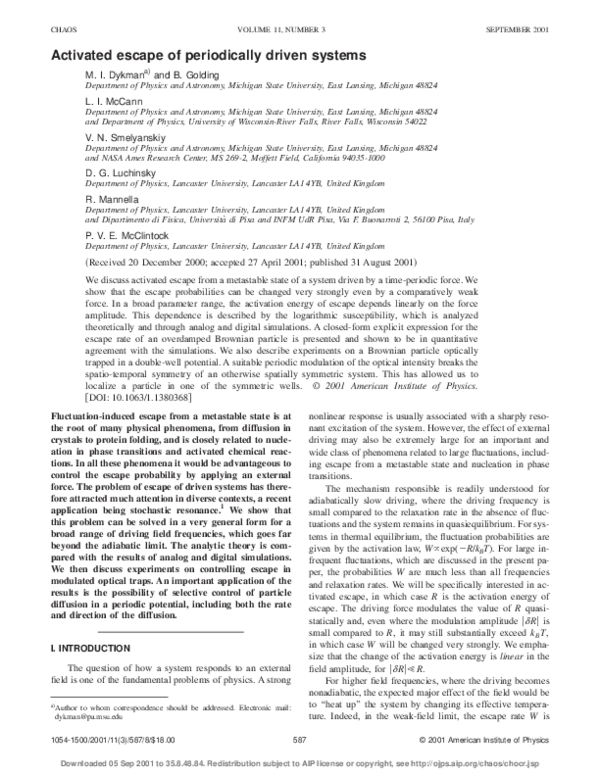 (PDF) Activated escape of periodically driven systems