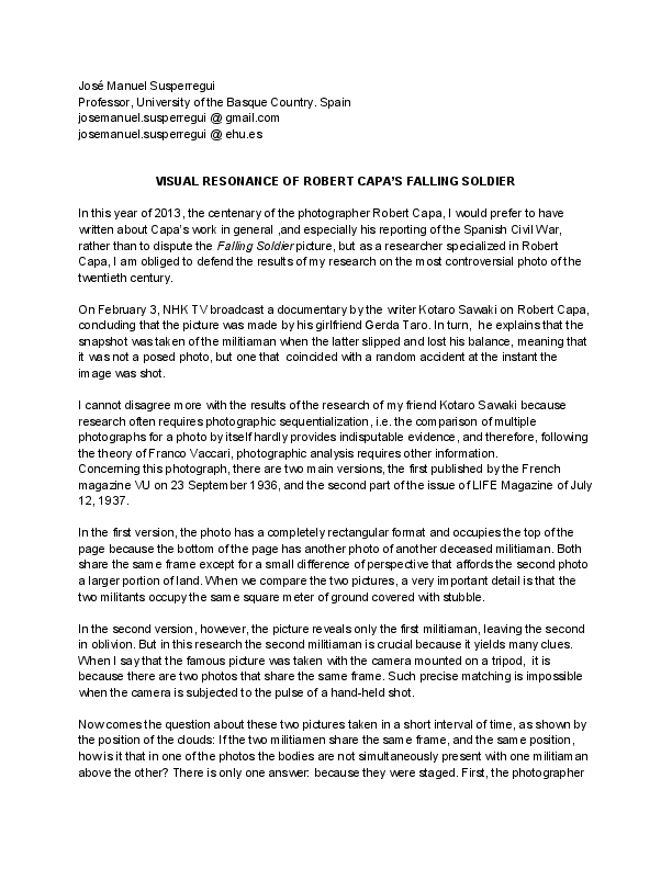 (PDF) Visual Resonance of Robert Capa´s Falling Soldier