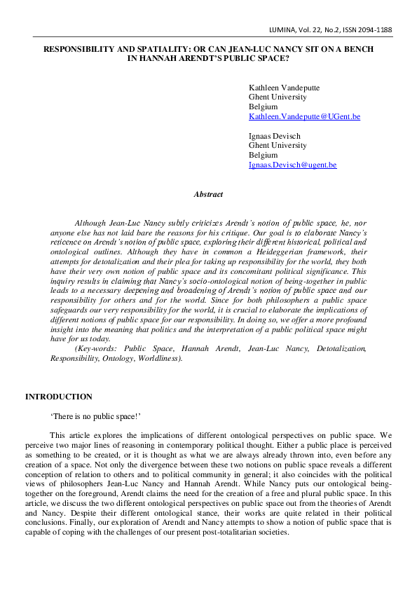 (PDF) Arendt and Nancy