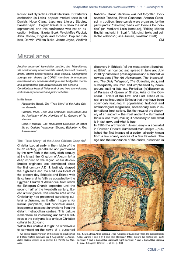 The “True Story” of the Abba Gärima Gospels