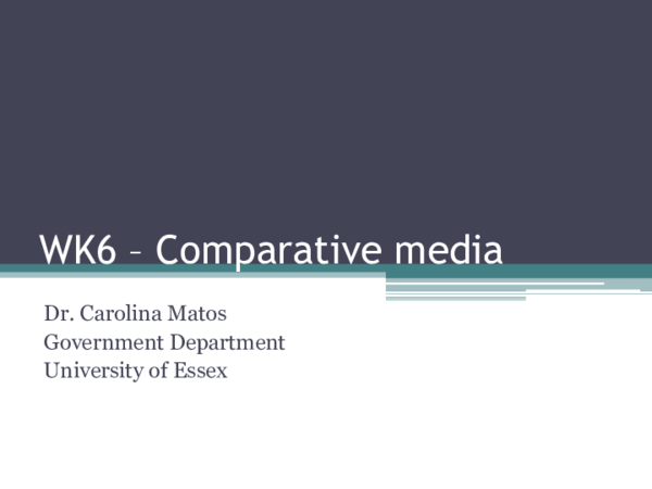 (PDF) Comparing Media Systems