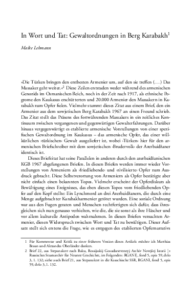 (PDF) In Wort und Tat. Gewaltordnungen in Nagorny Karabakh, in: Jörg ...