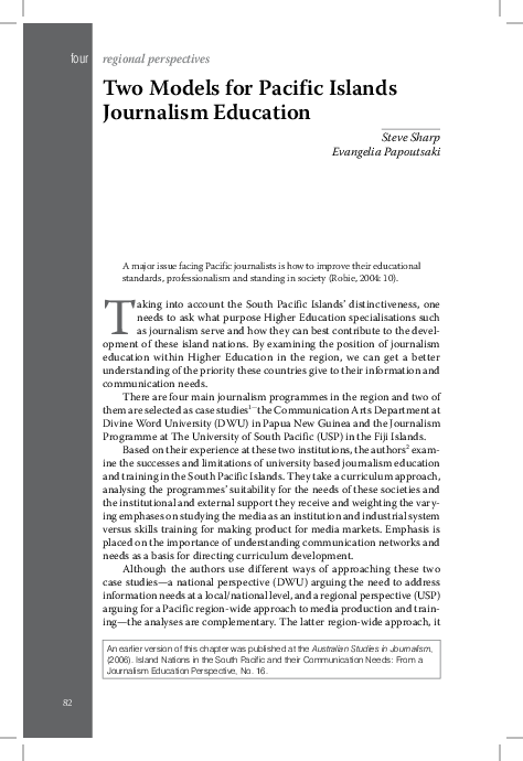 (PDF) Two Models for Pacific Islands Journalism Education