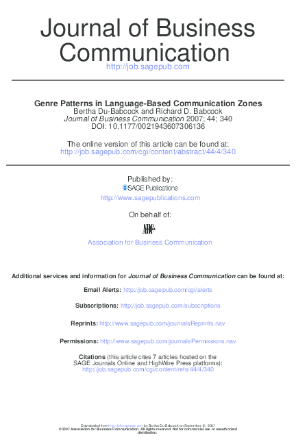 (PDF) Genre patterns in language-based communication zones