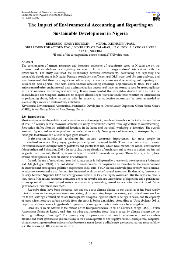 (PDF) The Impact of Environmental Accounting and Reporting on ...
