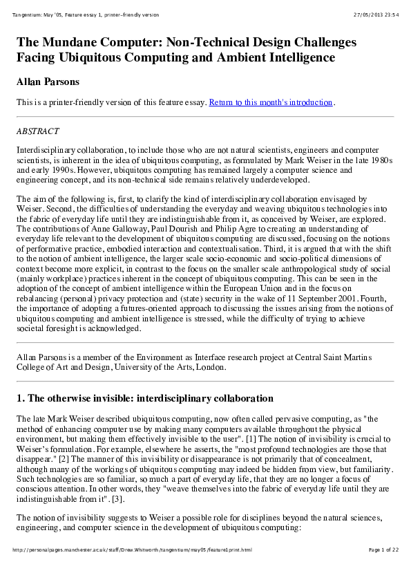 (PDF) The Mundane Computer: Non-Technical Design Challenges Facing ...