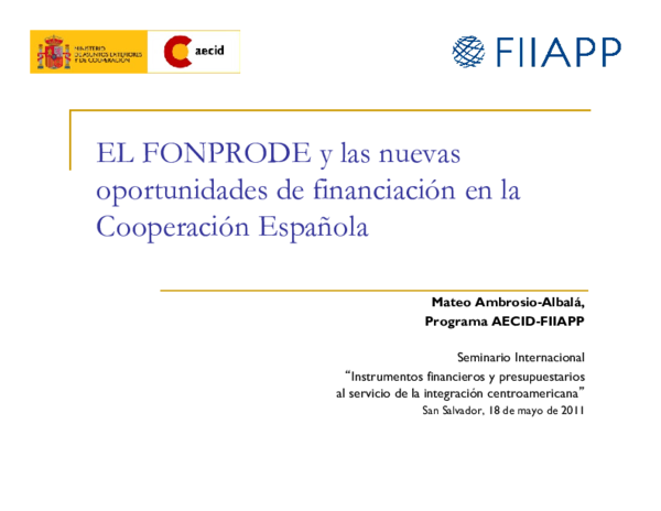 (PDF) El FONPRODE y las nuevas oportunidades de financiacion de la ...