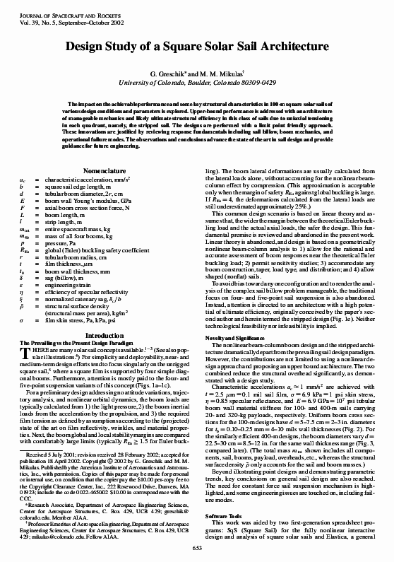 (PDF) Design Study of a Square Solar Sail Architecture