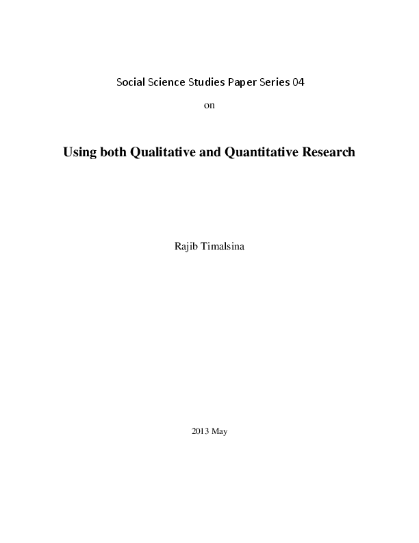 (PDF) Using both Qualitative and Quantitative Research