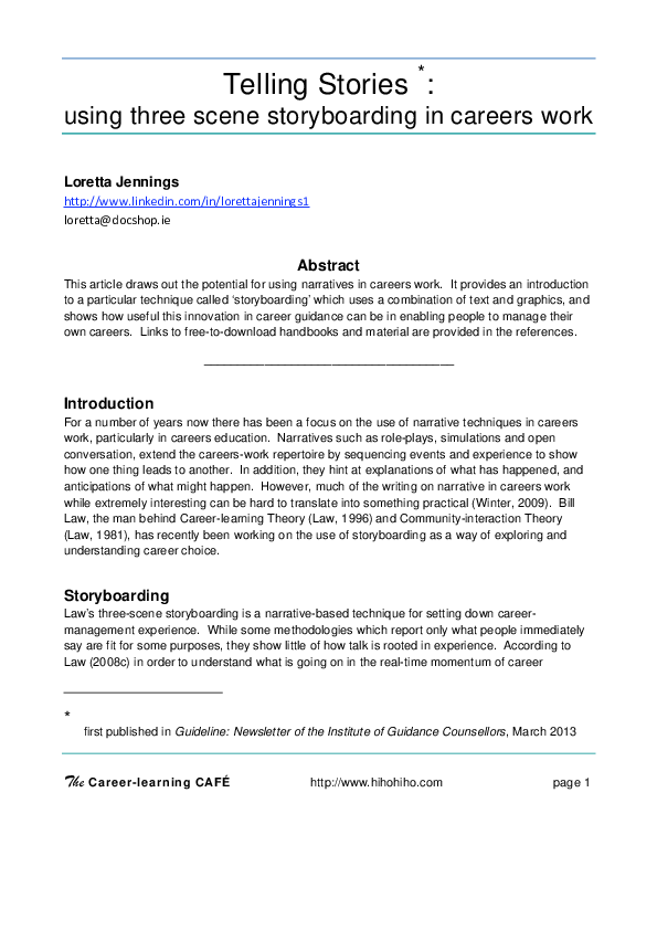 (PDF) Telling Stories *: using three scene storyboarding in careers work