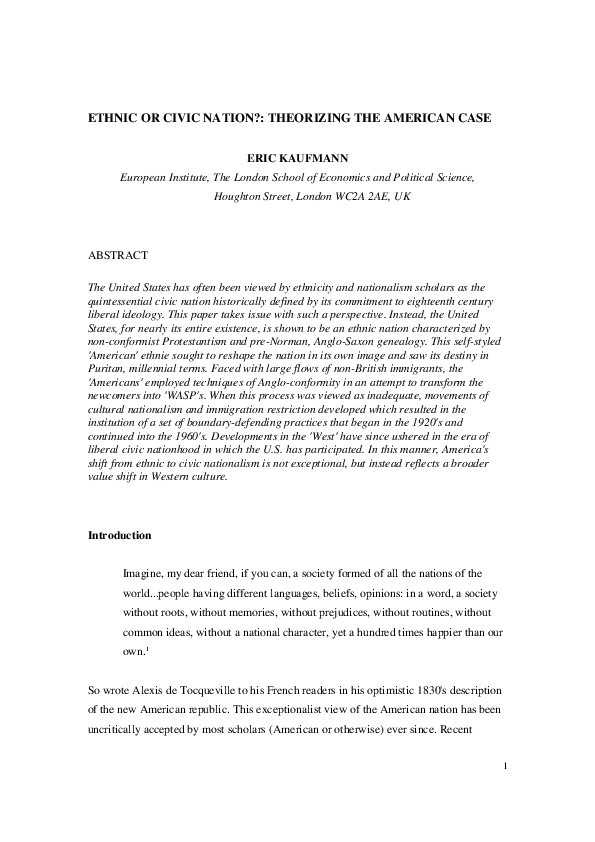 (PDF) The ethnic origins of the american nation