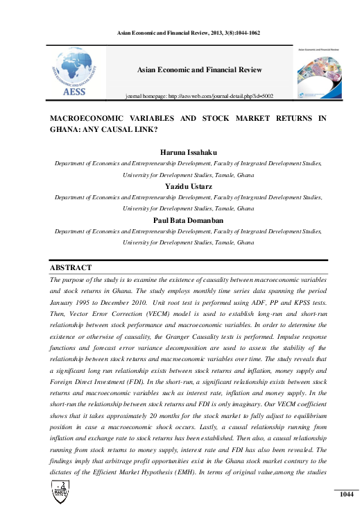 Pdf Macroeconomic Variables And Stock Market Returns In Ghana Any