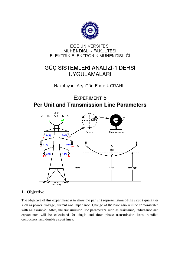Pdf Experiment 5 Per Unit And Transmission Line Parameters