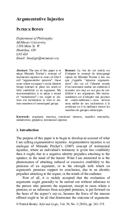 (PDF) Argumentative Injustice