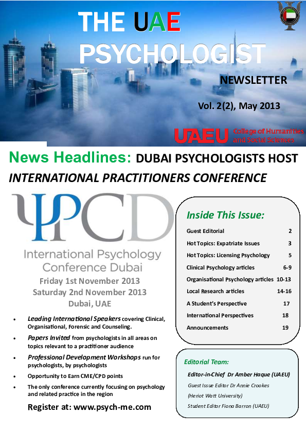 (PDF) The UAE Psychologist Newsletter, May 2013