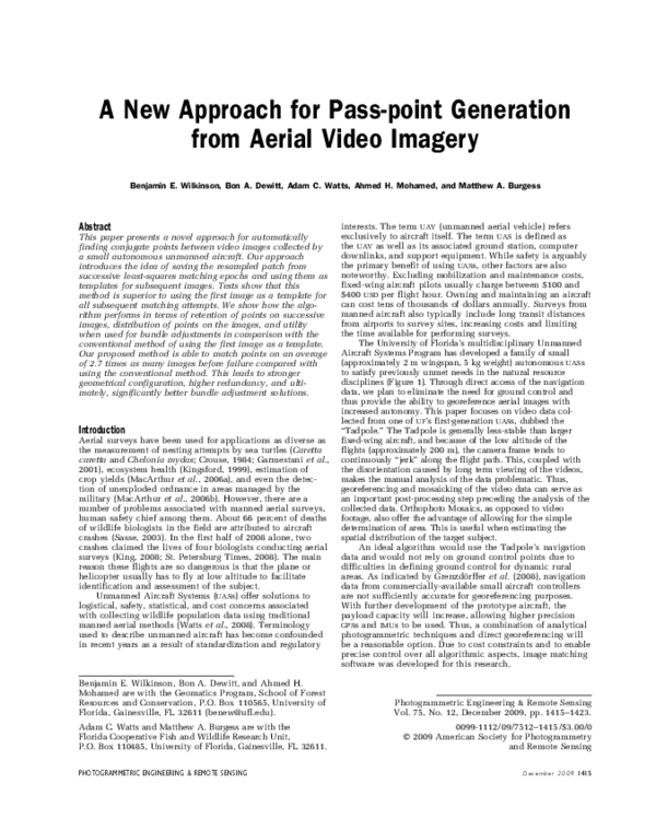 (PDF) A new approach for pass-point generation from aerial video imagery