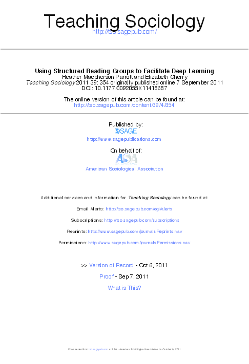 (PDF) Using Structured Reading Groups to Facilitate Deep Learning